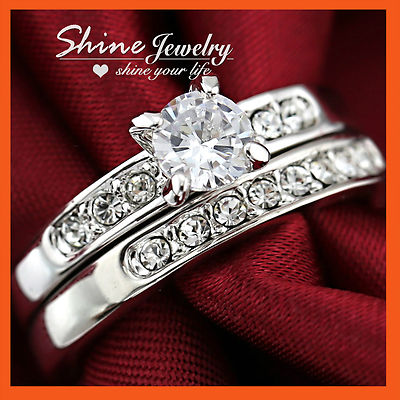 18K WHITE GOLD GF R41 WEDDING DIAMONDS BRIDAL ENGAGEMENT LADIES SOLID ...