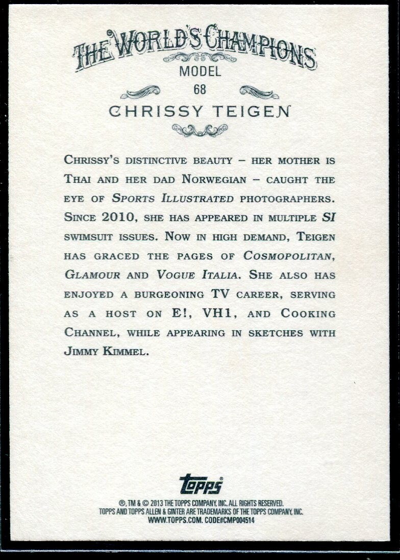 2013 Topps Allen & Ginter Chrissy Teigen #68 Model & TV Personality | eBay
