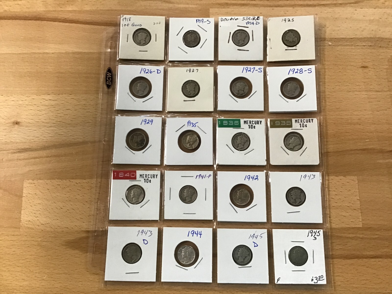 1918-1945 PDS Mercury Silver Dimes Starter Set of 20 Different Coins ...