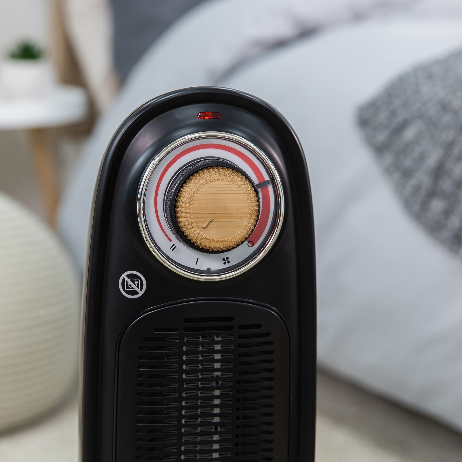 Russell Hobbs Tower Heater 2000W Scandi Black Retro PTC Wood Trim ...