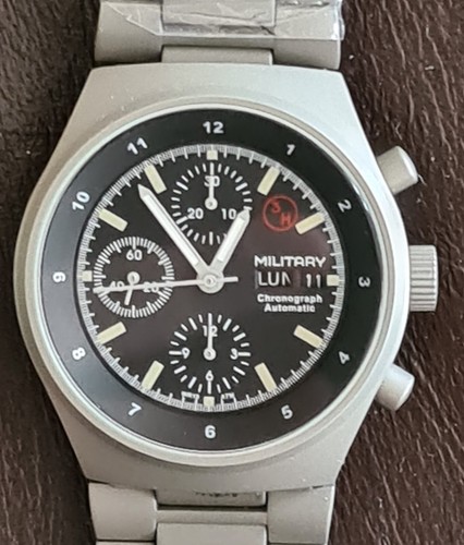 Military 3H Automatic Chronograph Watch - BUND 7750 Clone - Titanium ...