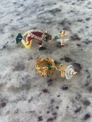 Vintage LUNCH AT THE RITZ Frog Prince And Crown Earrings | eBay