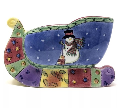 The Sweet Shoppe SANGO Christmas Center Piece Sleigh Sled Snowman Sue ...