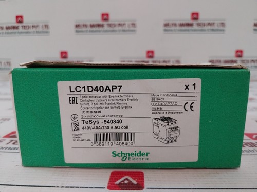 SCHNEIDER ELECTRIC LC1D40AP7 Contactor 3 Pole 60A 230V 50/60Hz | eBay
