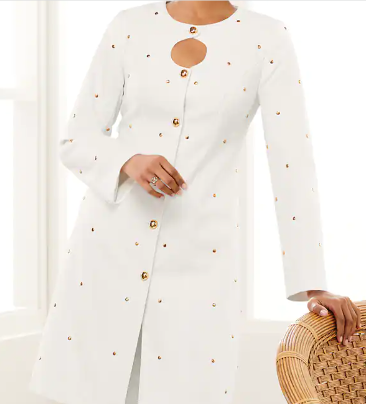 Size 12 Ashro White Gold Studded Formal Anijka Denim Wardrober Pant ...