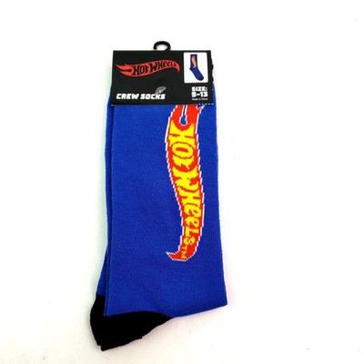 NEW Hot Wheels Adult Mens Size 9-13 Blue Novelty Graphic Crew Socks 1 ...