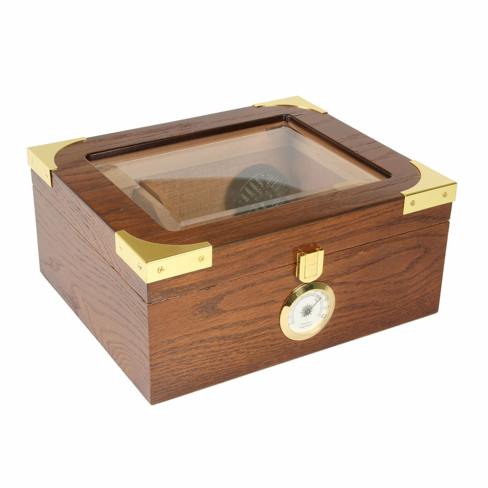 Desktop Humidor, Capri Elegant, Tempered Glasstop, Spanish Cedar ...