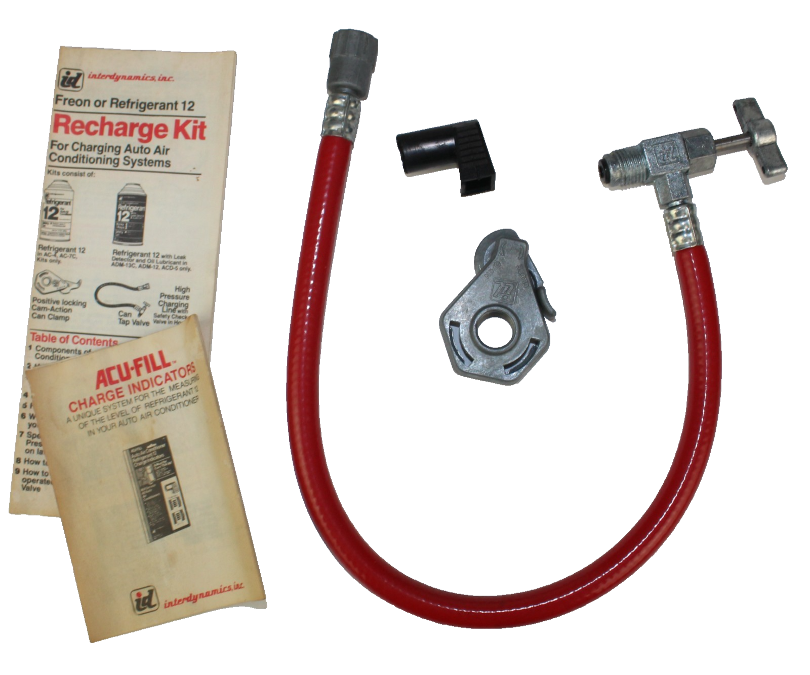 R12 Refrigerant Interdynamics Classic Car AC Freon Can Tap & Hose w ...