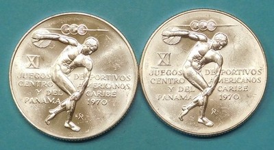 one 1970 Panama 5 Balboas Sterling .925 Silver Central American Games ...