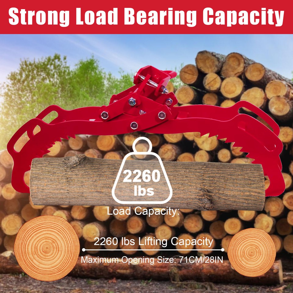 4 Claw Grapple 28in Opening Timber Log Lifting Logging Tongs Grabber ...