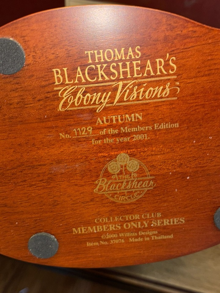 Thomas Blackshear Ebony Visions Statue Autumn 2001 Members Edition NEW ...