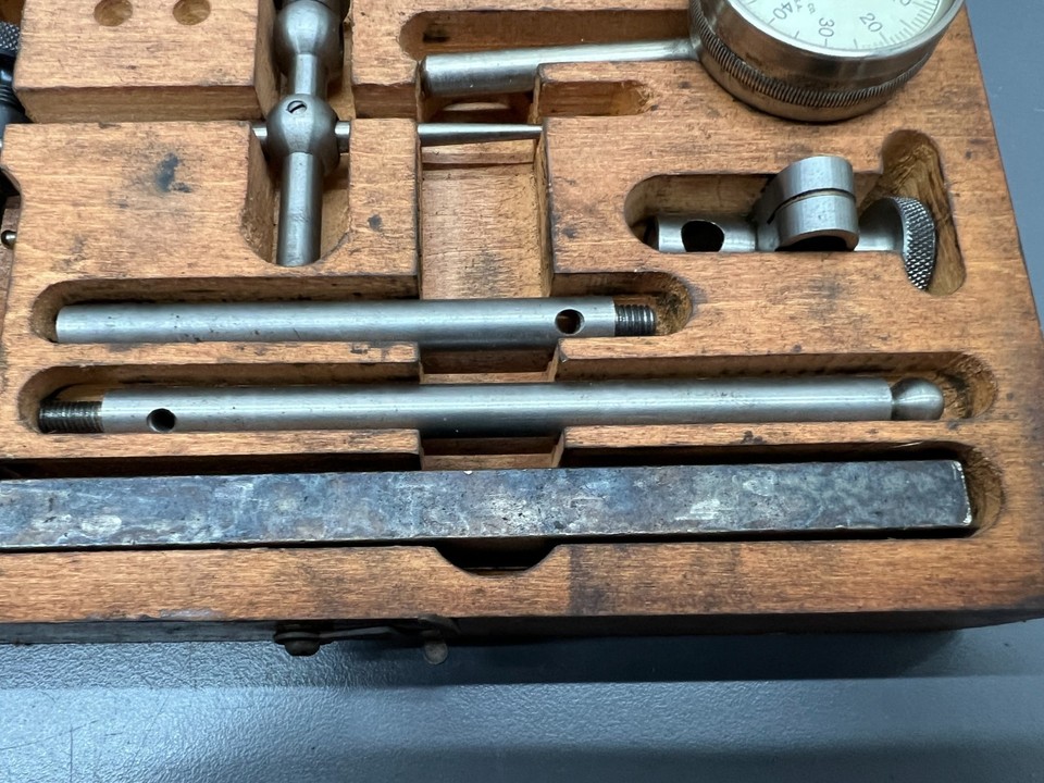 VINTAGE L.S. STARRETT No. 196 DIAL TEST INDICATOR SET W WOOD BOX - VGC ...