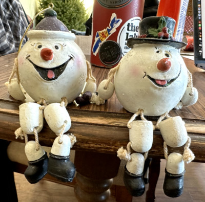 2 Christmas Shelf Sitters Snowman dangle legs SUPERCUTE!!! | eBay