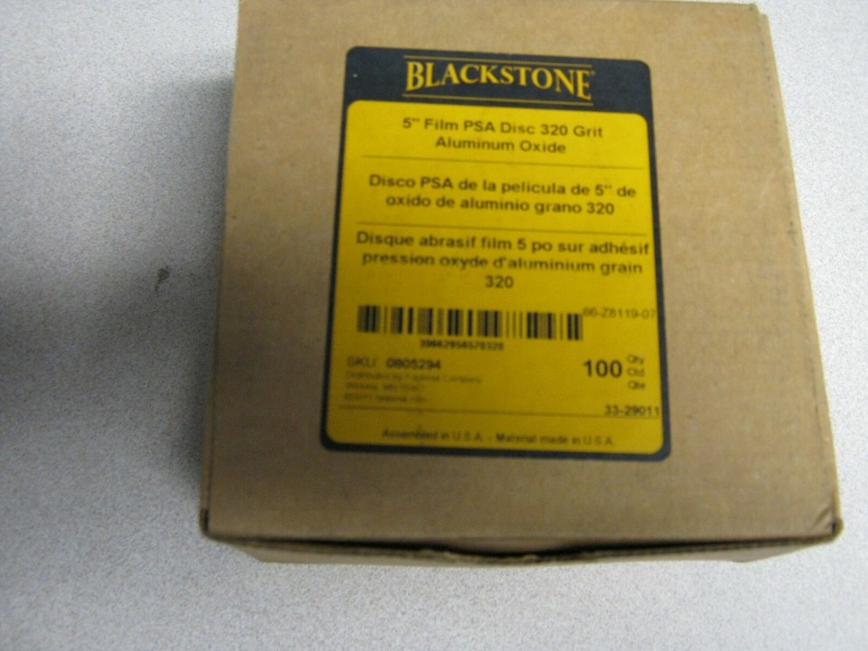 5"Dia 320-Grit Very Fine Blue Aluminum Oxide Blackstone® Open PSA ...