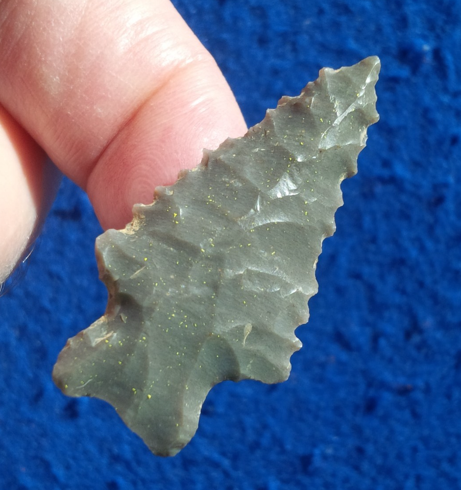 FINE 1-3/4" KIRK STEMMED BIFURCATED INDIANA ARROWHEAD Authentic ...