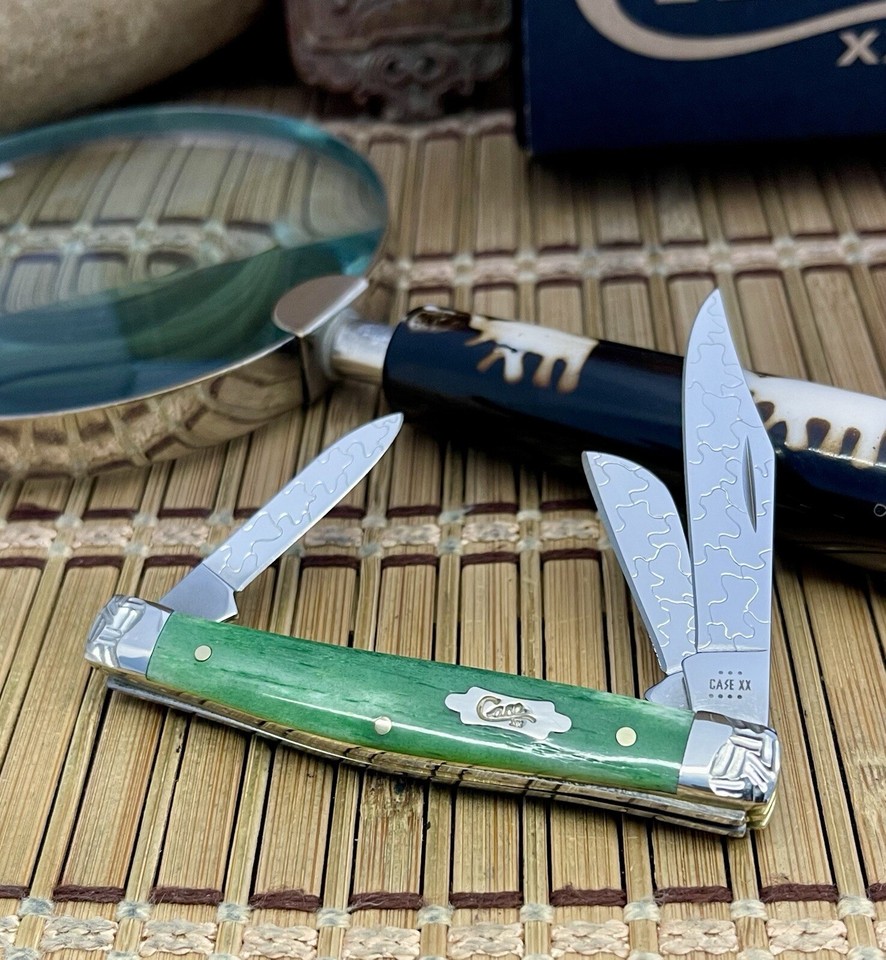 Case XX USA Superb Custom Emerald Green Bone AAA+++ Medium Stockman ...