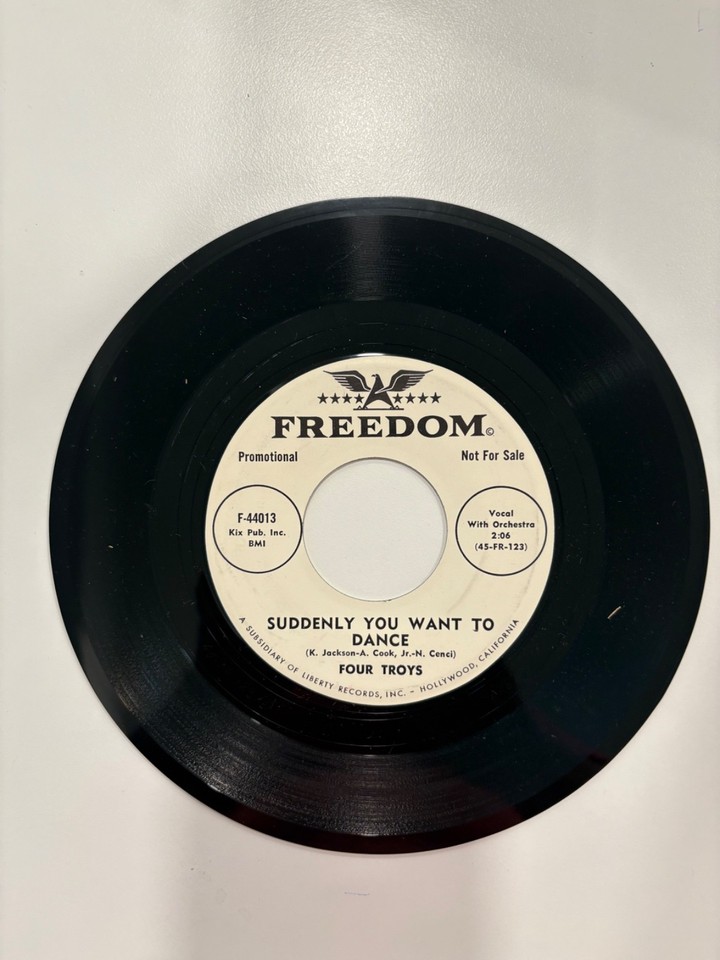 Doo Wop/Vocal 45 RPM Four Troys on Freedom: In The Moonlight/Suddenly ...