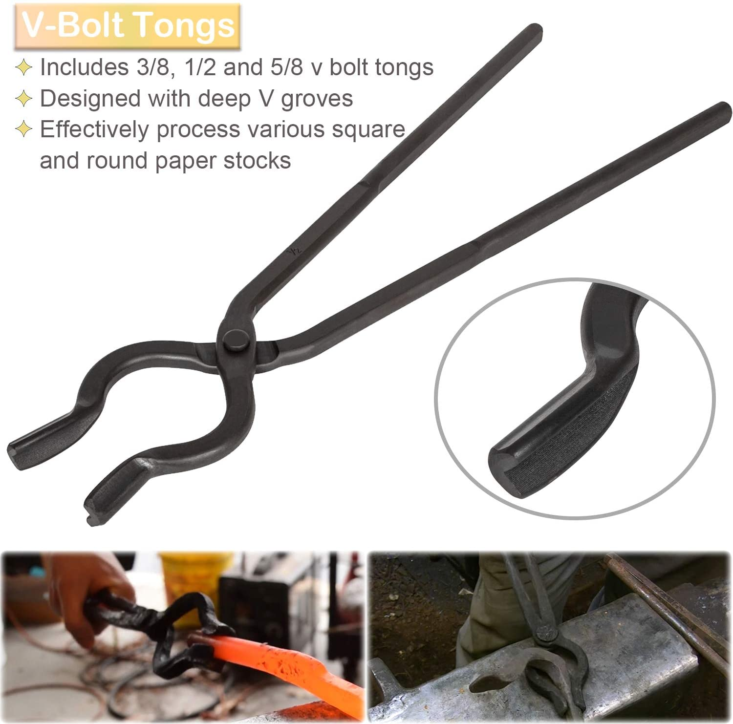 Beginner Blacksmith Tongs Bladesmith Forge Tongs Tools Set Anvil Forge ...