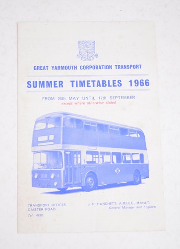 Bus Coach Timetable Leaflet Great Yarmouth Corp. Summer 1966 | eBay UK