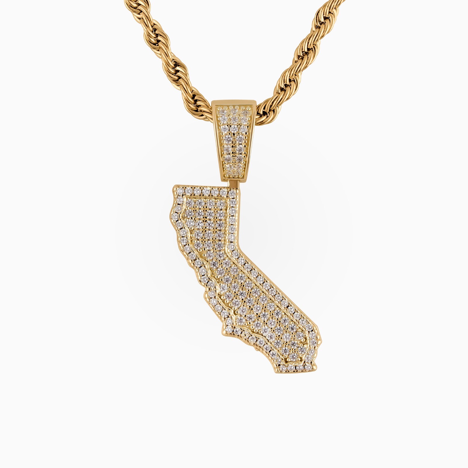 Real 925 Sterling Silver / 14k Gold HipHop California State Shape ...