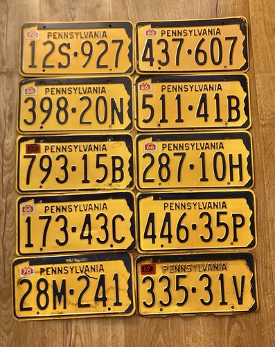 Lot 10 Pa Penna Pennsylvania License Plates Tags 1965 1966 1967 1968 ...