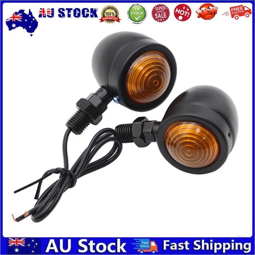 AU 1 Pair Mini Retro Motorcycle Turn Signal Lights Motorbike Blinkers ...