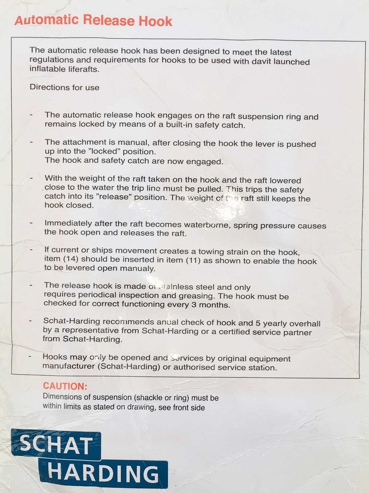 Auto Release Hook for Raft / Tender – 5170 Lbs. Safe Working Load | eBay