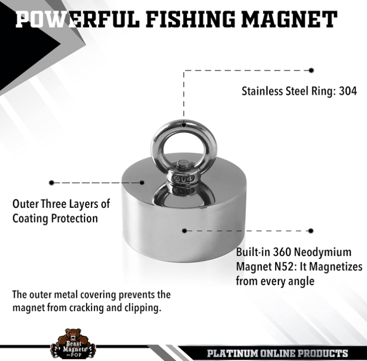 2000LB’s Powerful 360 Degrees Fishing Magnet for Magnet Fishing ...