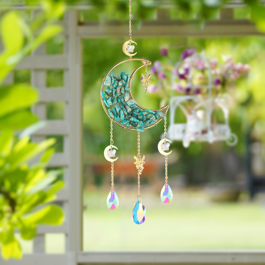 Metal Moon Crystal Frame Pendant Durable Hangable Window Accessories ...