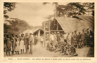 Postcard French Missionary in Gabon Church D Annexe of Samkita ...