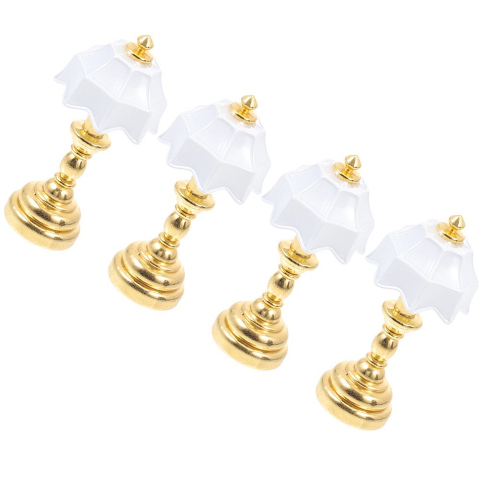 4 Pcs Nightstand Lamp Dollhouse Miniature Desk Lamps Small Bedside ...