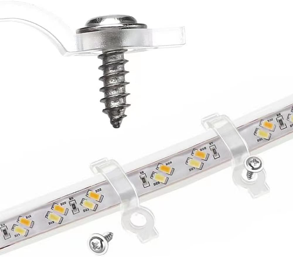 100 Pack Strip Light Mounting Bracket,Transparent Fixing Clips for 10Mm ...