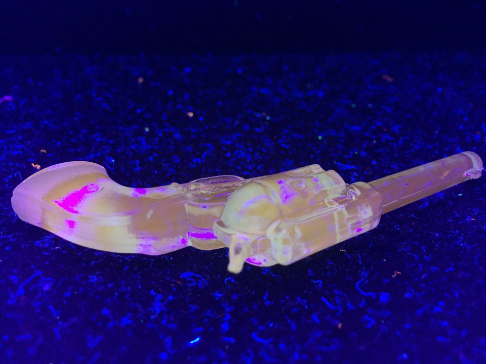 Blue Vaseline glass Colt Revolver pistol uranium single action army gun ...