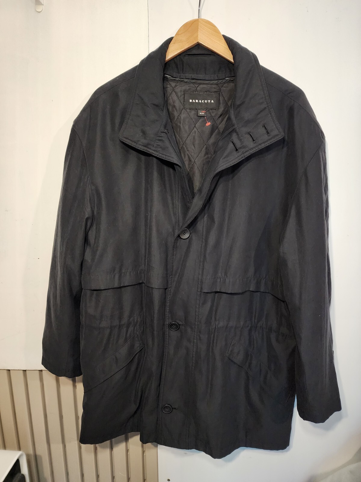 Baracuta Jacket Black Coat Double Overcoat Quilted Pa… - Gem