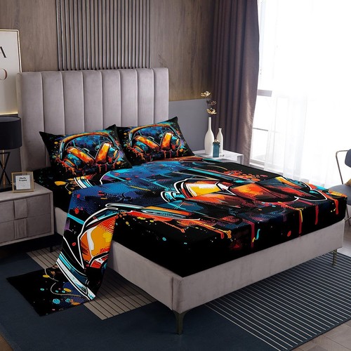 Headphones Full Bed Sheets Set,Music Theme Headphone Bedding Set for ...