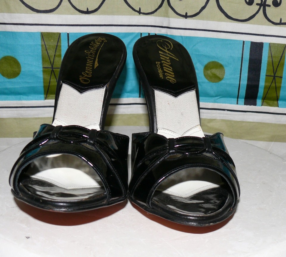 1950 Amano bootier Springolators 4" Heel Pin-up Black Patent Leather 6 ...