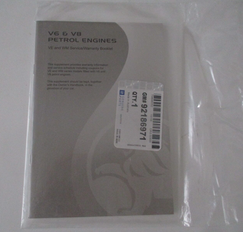 GENUINE VE & WM V6 & V8 SERIES 1 2007 - 2009 SERVICE BOOKLET GM ...