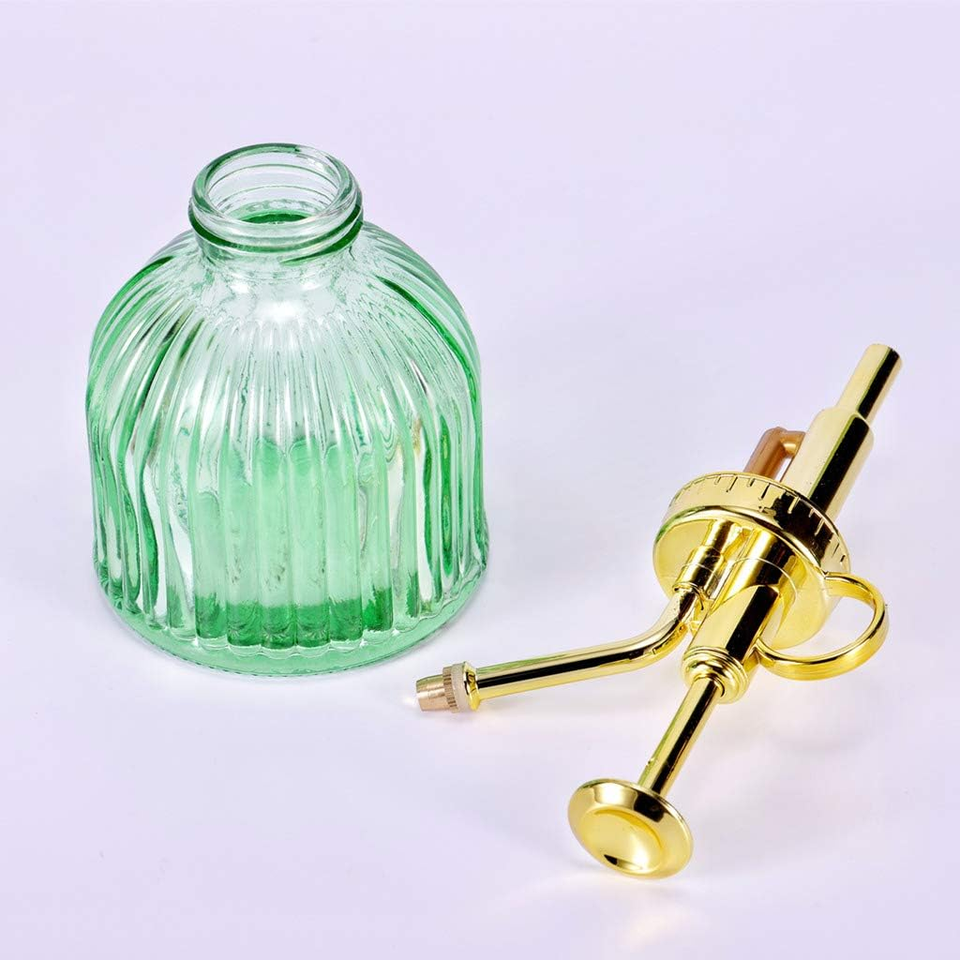 Glass Plant Mister Spray Bottle, 6.5" Green Glass Water Spray Bottle ...