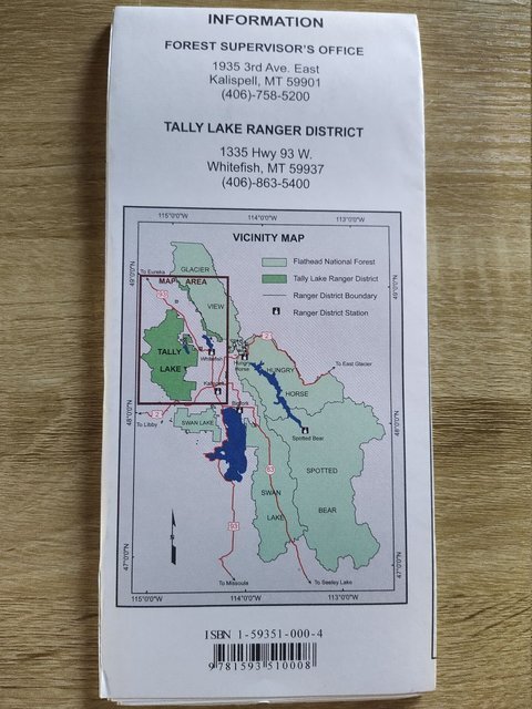 Flathead National Forest Tally Lake Ranger District trail map | eBay