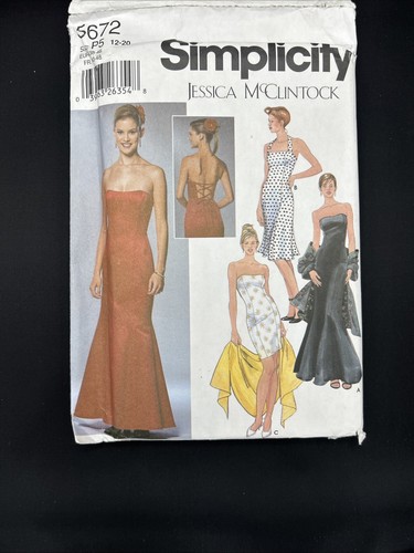 Simplicity Pattern #5672 Evening Dress & Shawl Lace-up Back Misses Sz ...