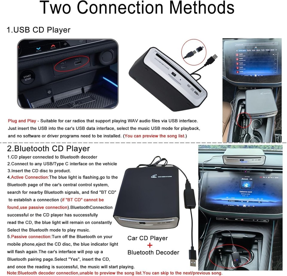 Portable Bluetooth Car CD Player with USB Connection | eBay