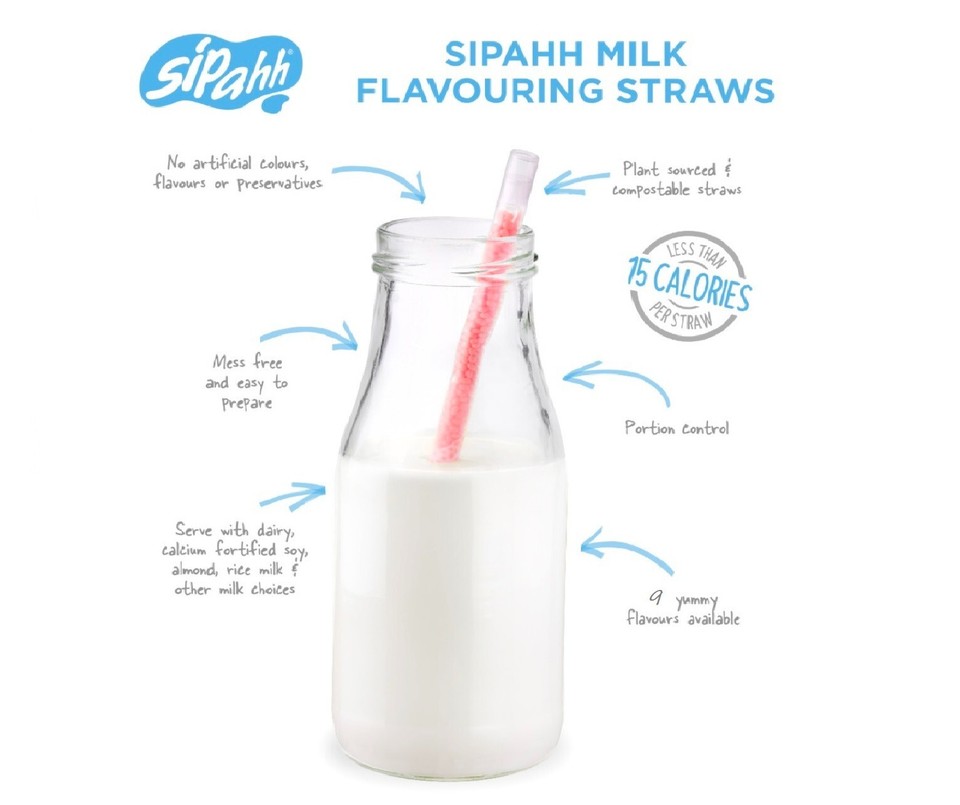 Sipahh Milk Flavoring Straws. 60 straws. LUSCIOUS STRAWBER 6 Pack Vegan ...