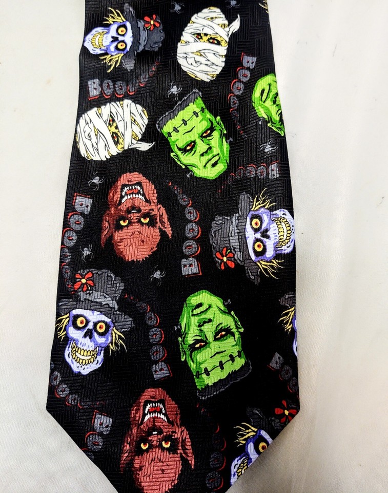 Halloween Frankenstein Mummy Monster Werewolf Men's Neck Tie Necktie ...