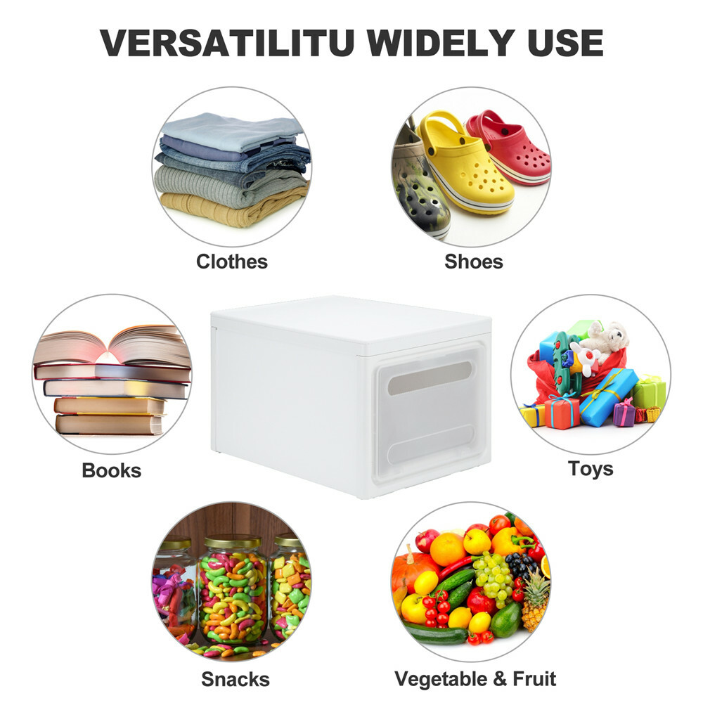 3 Drawers Storage Containers Plastic Organizer Lids Stackable Box Bins ...