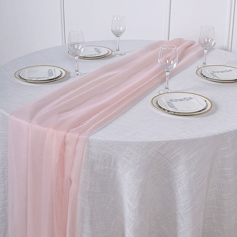 72" Blush Chiffon Extra Long Table Top Runner Wedding Banquet Party ...