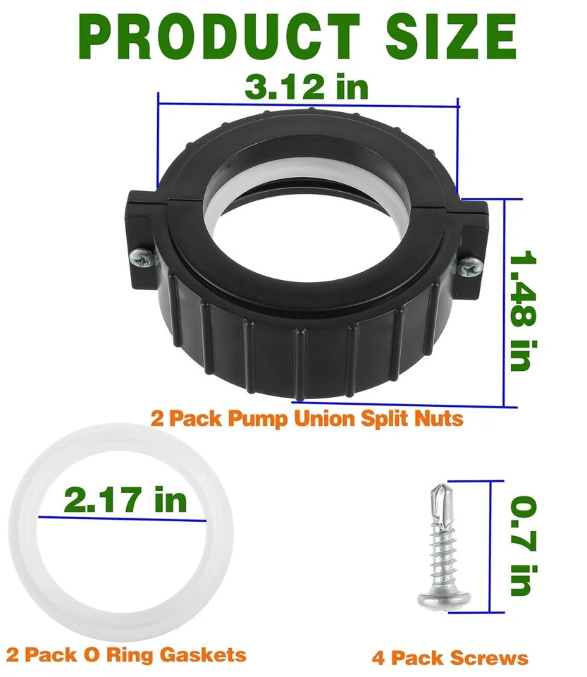 2PCS Pump Union Split Nut Repair Kit for Hot Tub Parts Pump Union 2" MBT - 01211 | eBay