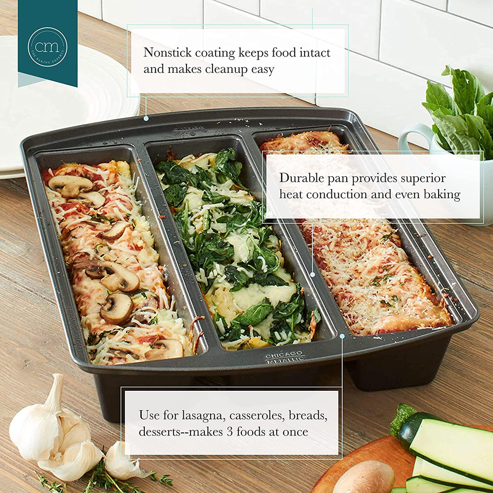 Professional Lasagna Trio Pan, Perfect for Loaf Breads, Cakes and More ...