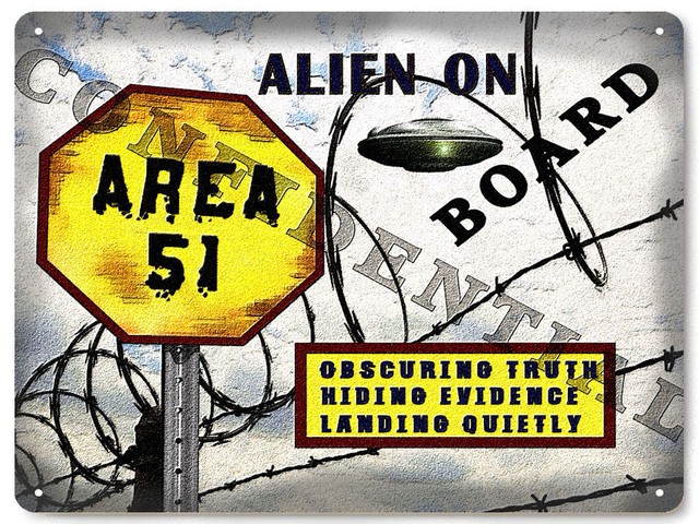 Area 51 METAL Street sign conspiracy funny UFO aliens space ship wall ...
