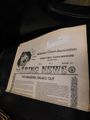 3 Ring News Clown Magazine Newspaper Midwest Clown Assoc. 1981 December ...