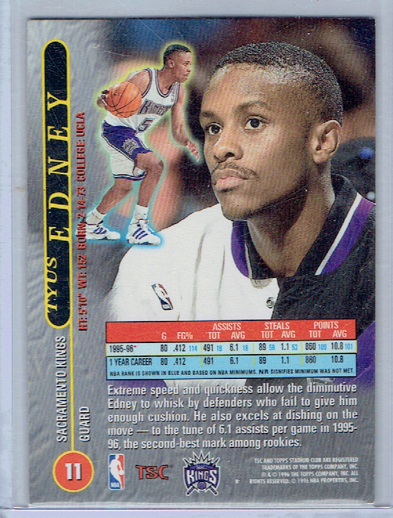 TYUS EDNEY 1996-97 Topps Stadium Club CLUB MATRIX #11 Kings | eBay